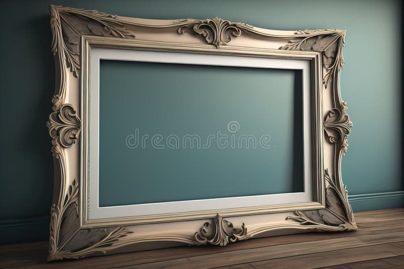 Wooden Picture Frame on the Table. Ai Generative Stock Illustration ...