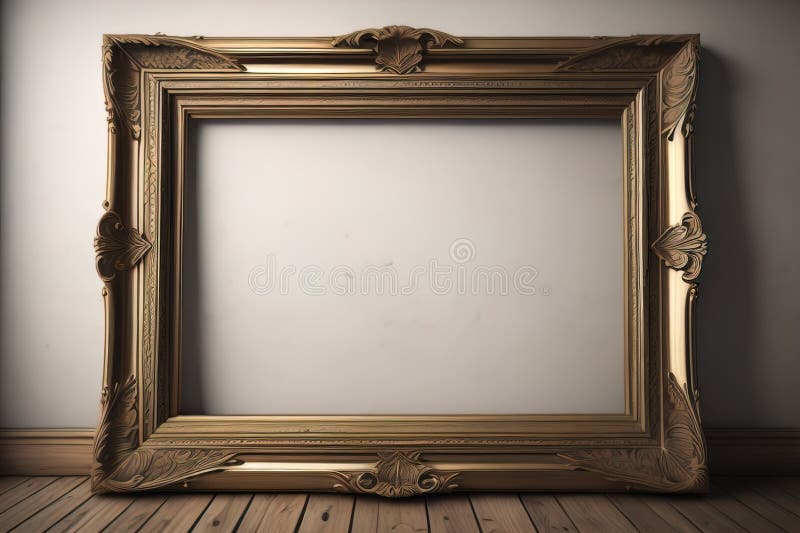 Wooden Picture Frame on the Table. Ai Generative Stock Illustration ...
