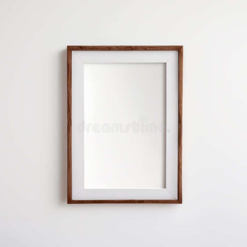Wooden Picture Frame White Wall Stock Illustration - Illustration of ...