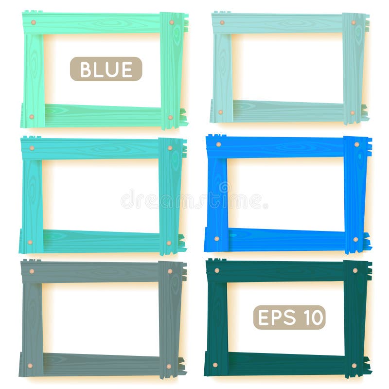 Wooden Picture Frames Blue Set Stock Vector - Illustration of brown ...