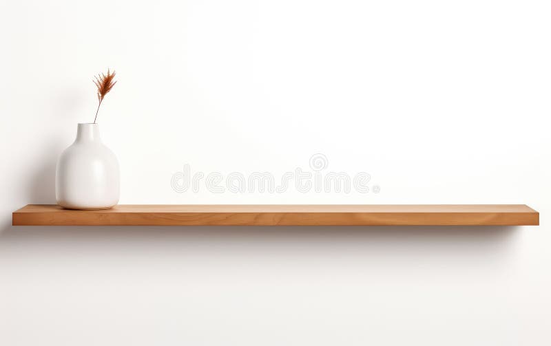 Wooden Picture Ledge Shelf on White Background Stock Illustration ...