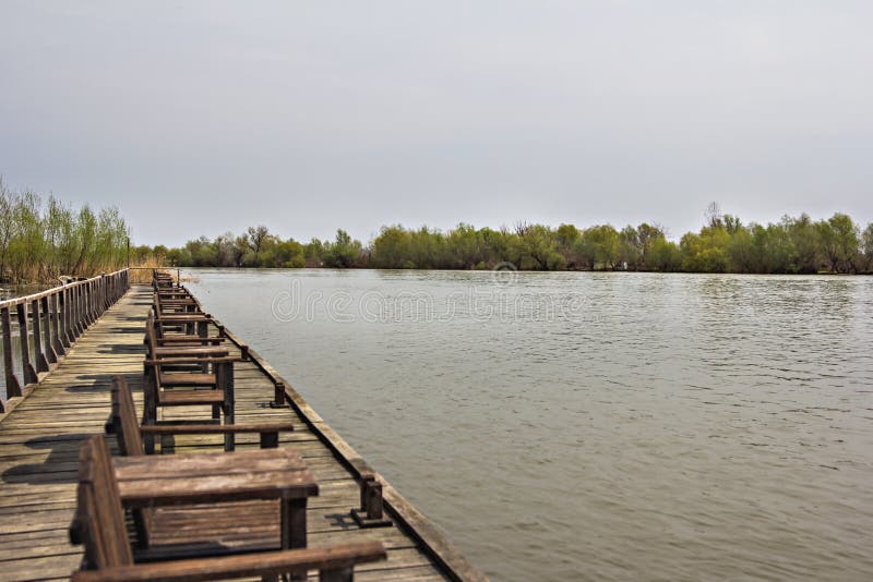 Wooden Pier on the Danube River Stock Photo - Image of natural ...