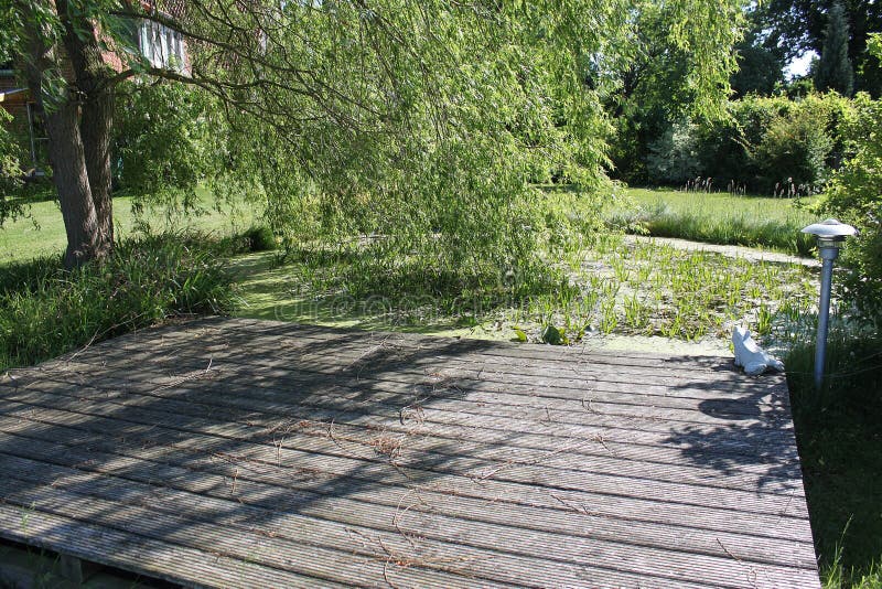Wooden Pier Over the River Under the Trees Stock Image - Image of ...