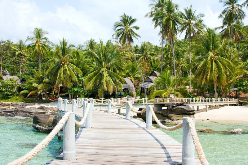 Wooden Pier in Tropical Paradise Stock Image - Image of jetty, harbor ...