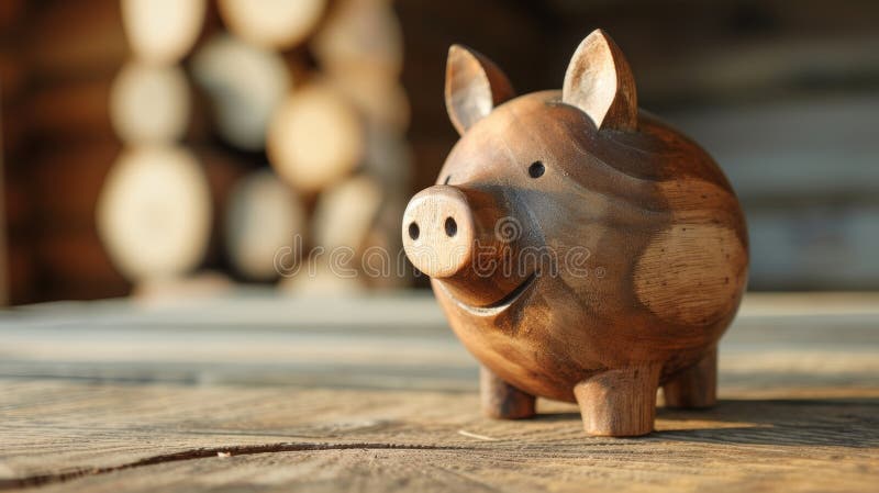 Wooden Pig Figurine on Rustic Table, Close-up View Stock Photo - Image ...