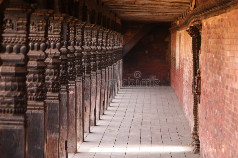 Wooden Pillars in an Old City Stock Photo - Image of greek, hall: 28756936