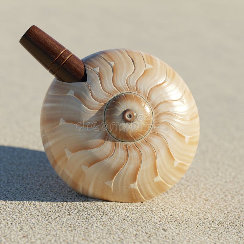 A Wooden Pipe Creatively Designed in the Shape of a Nautilus Shell ...