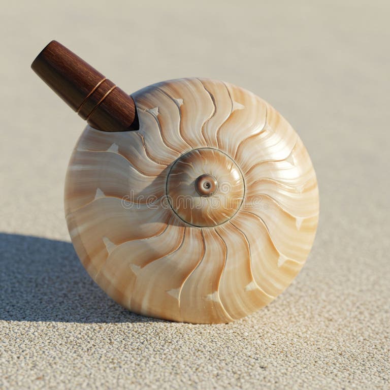 A Wooden Pipe Creatively Designed in the Shape of a Nautilus Shell ...
