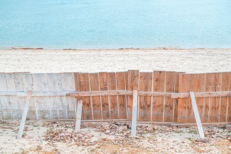 Wooden Plank Fencing on Danube River Sandy Beach Stock Image - Image of ...