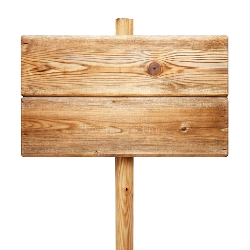 Wooden Plank Signboard Isolated on White Background Stock Illustration ...