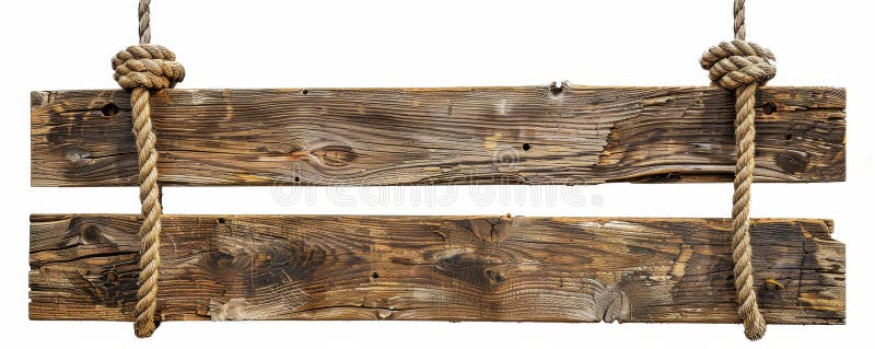 Wooden Plank Structure with Hanging Ropes, Rustic Decor Concept Stock ...