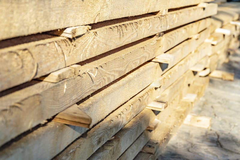 Wooden Planks for Construction Stacked on Top of Each Other Stock Photo ...