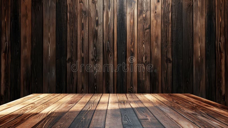 Wooden Planks Over Rustic Wooden Wall Background Stock Illustration ...
