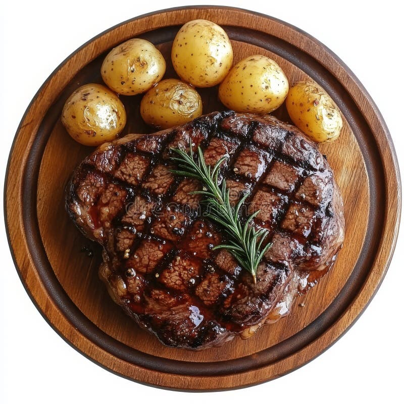 A Wooden Plate Cut Out in the Shape of a Grill with Steak and Fried ...