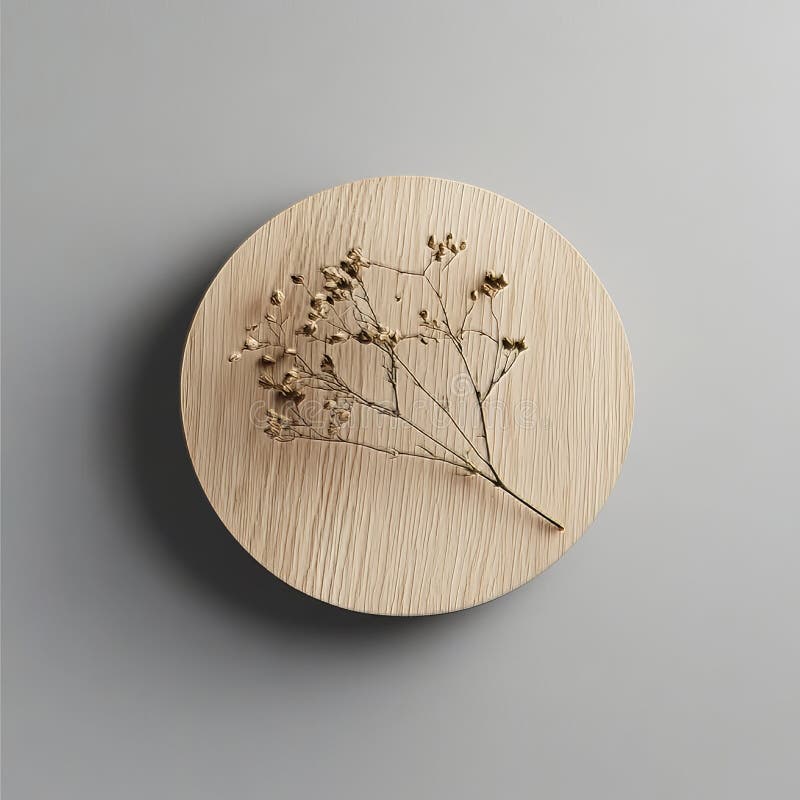 Wooden Plate with Dried Flowers. Vector Illustration Stock Illustration ...