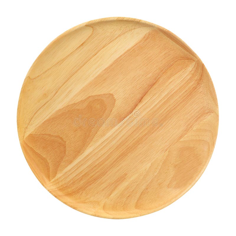 Wooden Plate Top View Isolated on White Stock Photo - Image of isolated ...