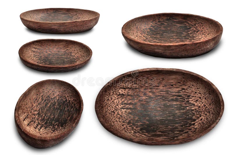 Wooden Plate Tray, Made of Coconut Tree, Cut Out Isolated on White ...