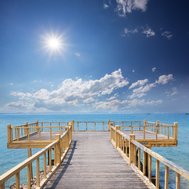 Wooden Platform beside Beach Stock Image - Image of relax, outdoor ...