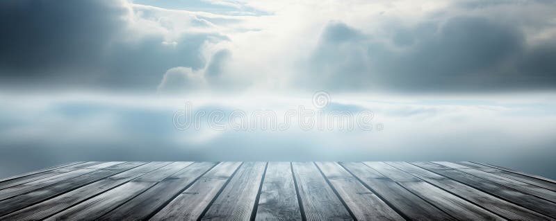 Wooden Platform with Dramatic Sky Background Stock Image - Image of ...