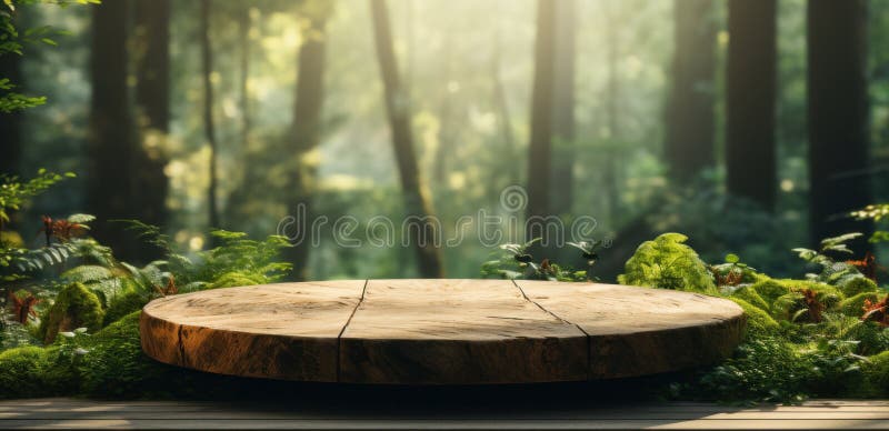 A Wooden Platform Floating in the Forest Stock Image - Image of wooden ...