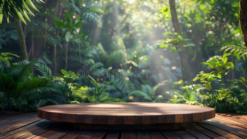 Wooden Platform in Forest stock image. Image of generative - 322427769