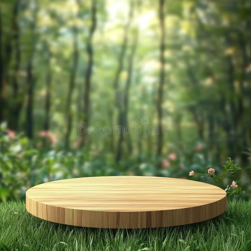 Wooden Platform on the Grass in the Forest. Vector Illustration Stock ...