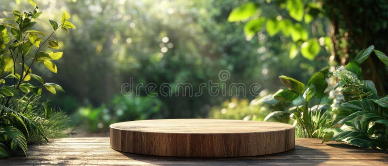 Wooden Platform in a Lush Green Forest Setting, Surrounded by Dense ...