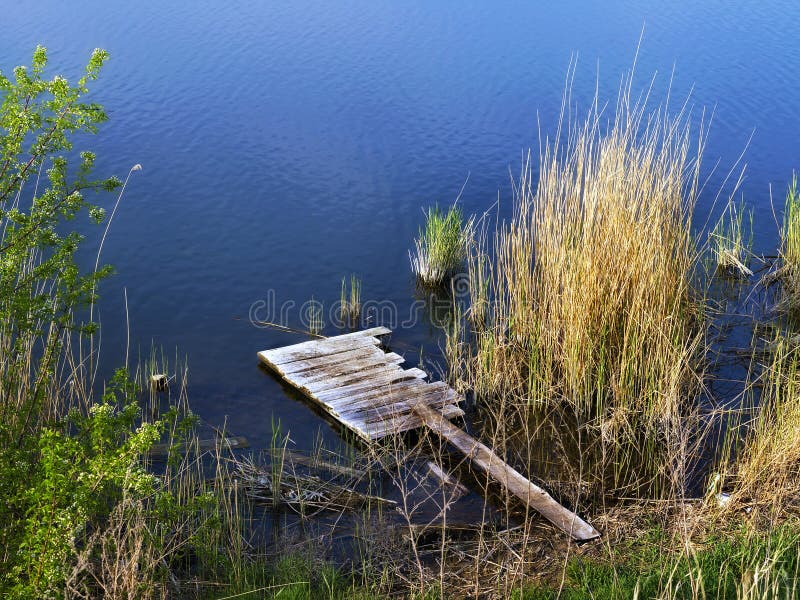 Wooden Platform on the River Stock Image - Image of dock, lake: 242009853