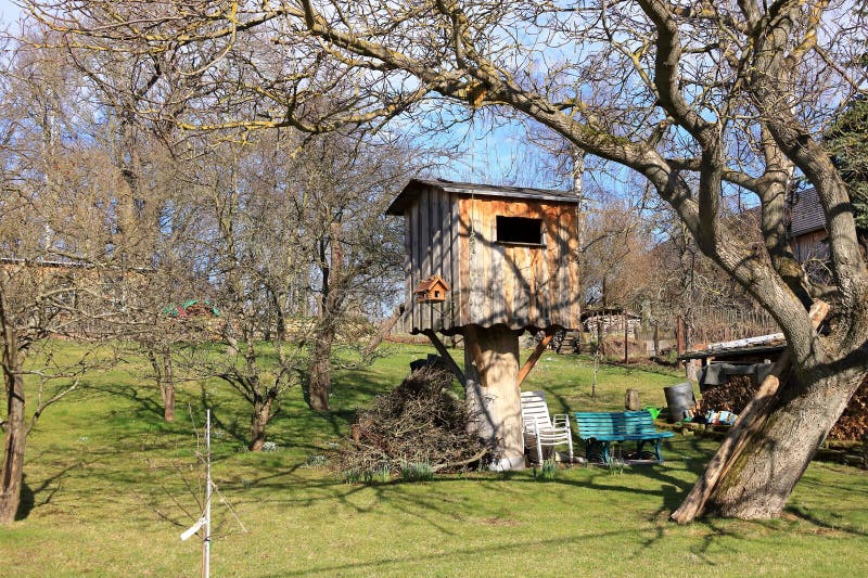 Wooden Play House for Children Stock Image - Image of children, summer ...