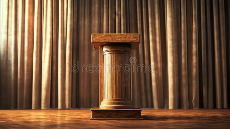 Elegant Wooden Podium Classic Column Design Stage Stock Illustrations ...