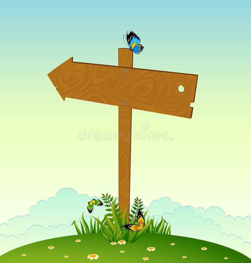 Wooden Pointer with Flowers Stock Vector - Illustration of isolated ...