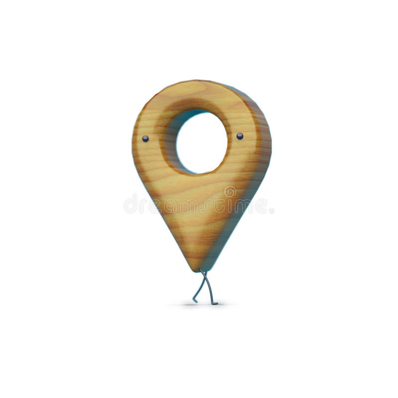 Wooden Pointer Icon Legs and Eye, Character, Pin , Location, Map, Stock ...