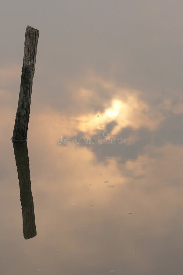 Wooden Pole and Its Reflection Stock Photo - Image of pacific, luminous ...