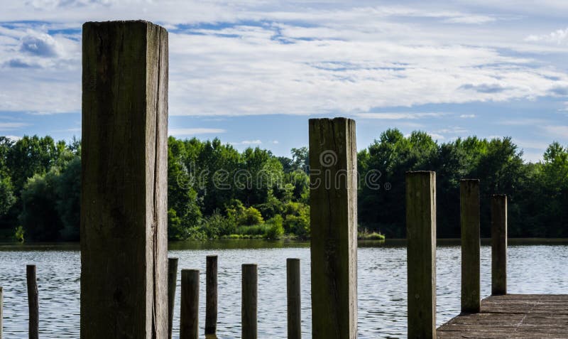 Wooden Pontoon on a French Pond Stock Photo - Image of perspective ...
