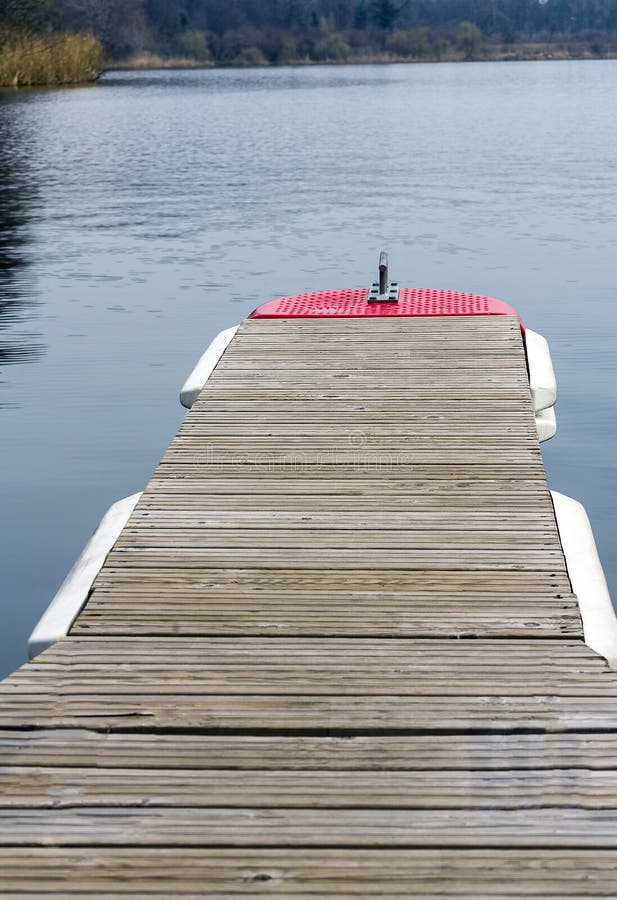 Old Wooden Pontoon Boat On Lake Stock Photo - Image of docked, homemade ...