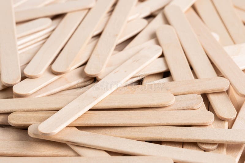 Wooden Popsicle Sticks Background, Closeup Stock Photo - Image of ...