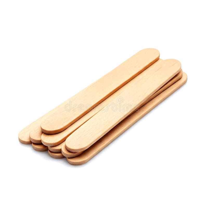 Wooden Popsicle Sticks Stacked on White Background Stock Illustration ...