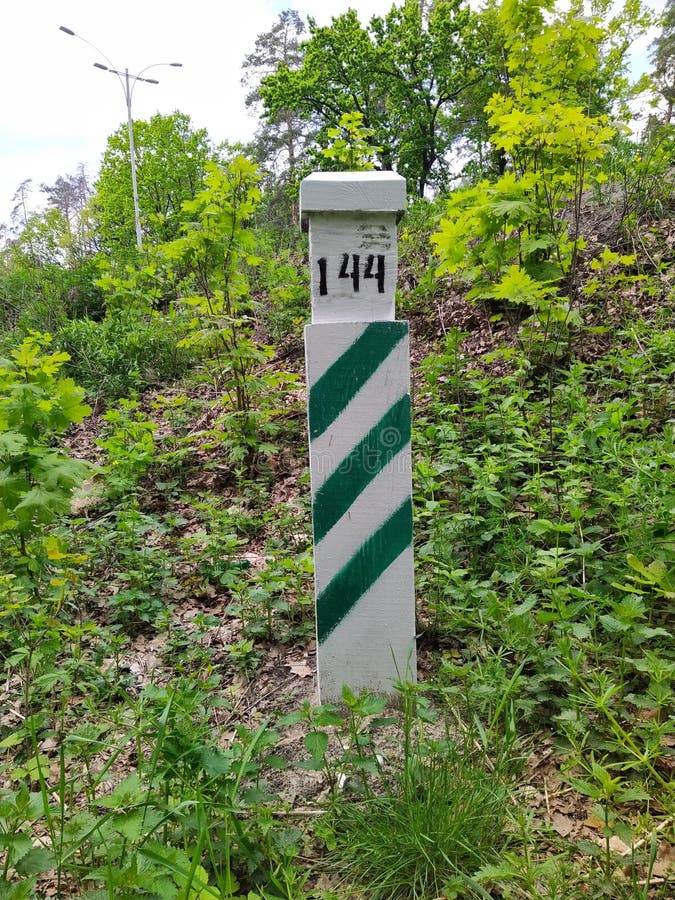 Wooden Post of Forestry in Spring Forest Stock Image - Image of nature ...