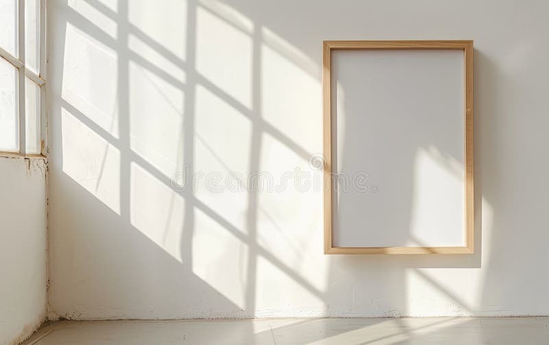 A Wooden Poster Frame Casts Captivating Shadows on the Wall, Creating ...