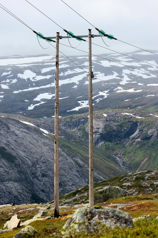 Wooden Power Pylon in Mountains, Norway Stock Photo - Image of outdoor ...