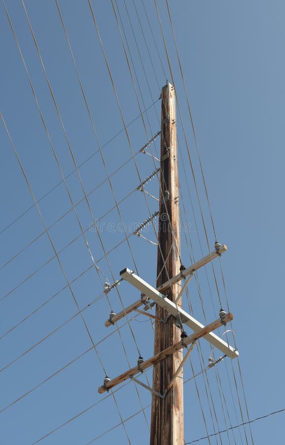 Wooden Power Utility Pole with Transformers and Cables. Stock Photo ...