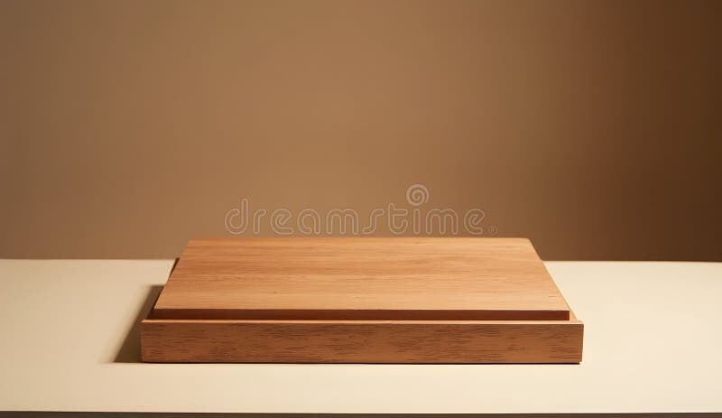 Wooden Product Stand with Polished Top and Solid Base in Soft Light ...