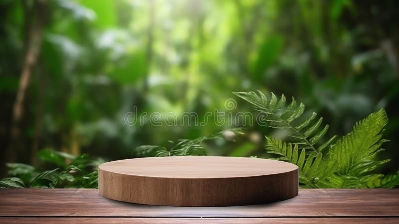 Wooden Product Stand on Wooden Table in Tropical Forest Stock ...