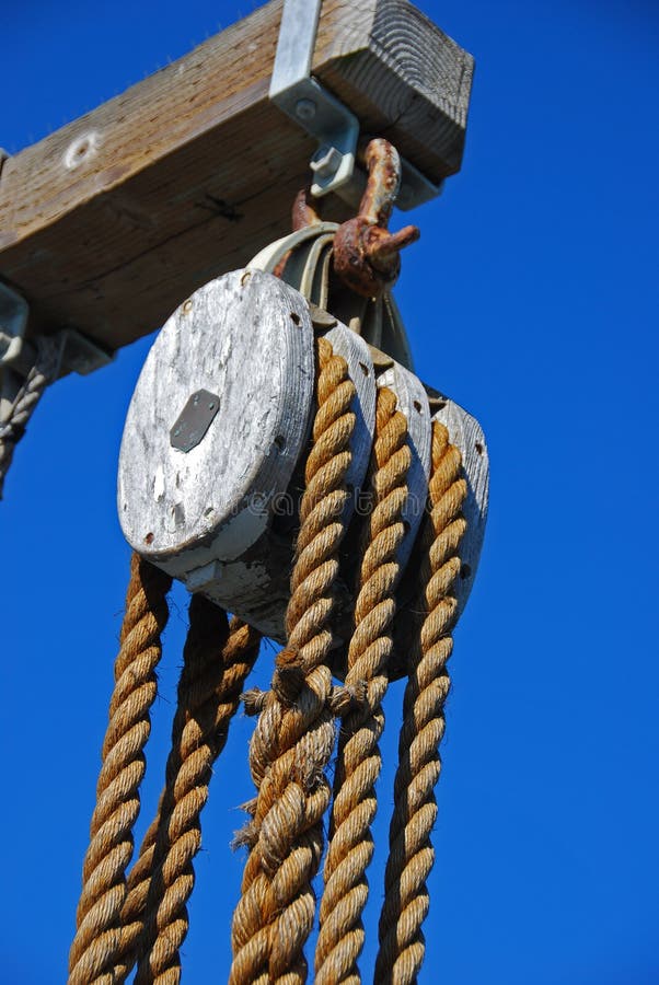 Wooden Pulley stock image. Image of loop, load, sailing - 3323543