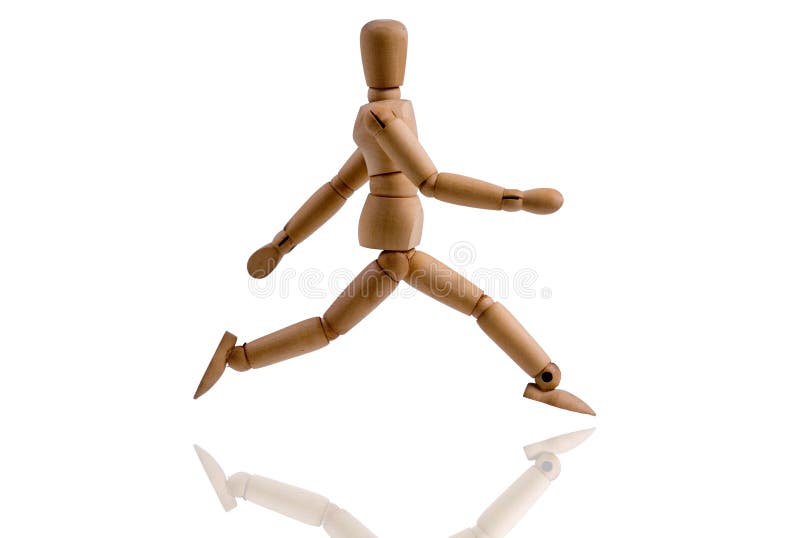 Wooden puppet is running stock photo. Image of active - 61392646
