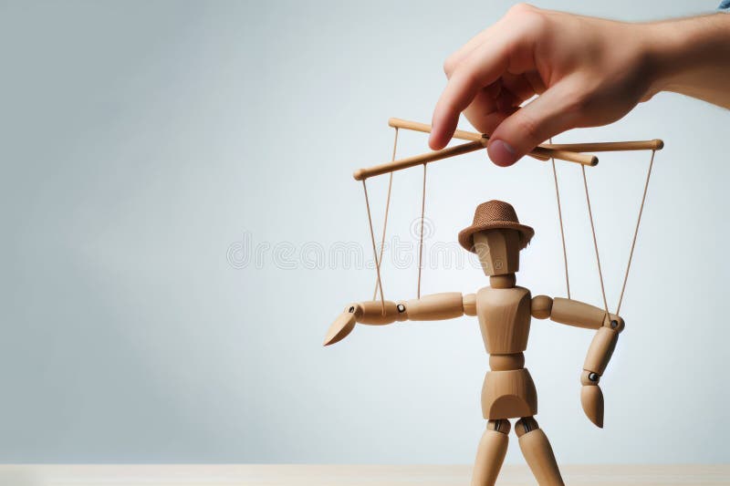 A Wooden Puppet Controlled by a Puppeteer. Space for Text. Stock ...