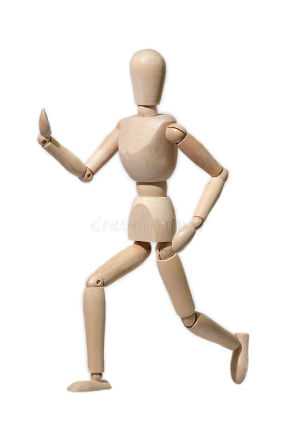 Wooden puppet run on white stock image. Image of puppeteer - 42140643