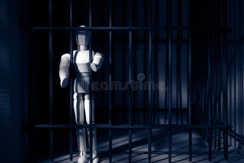 Wooden puppets in prison stock image. Image of wood, conceptual - 59079449