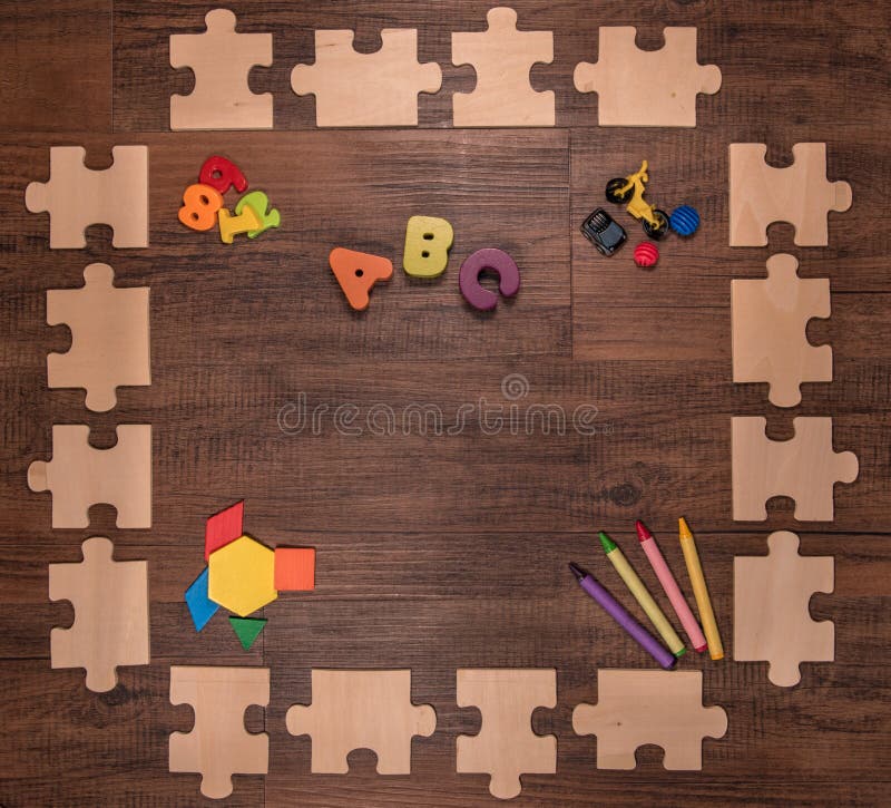 Wooden Puzzle Frame Early Learning Stock Image - Image of decision ...