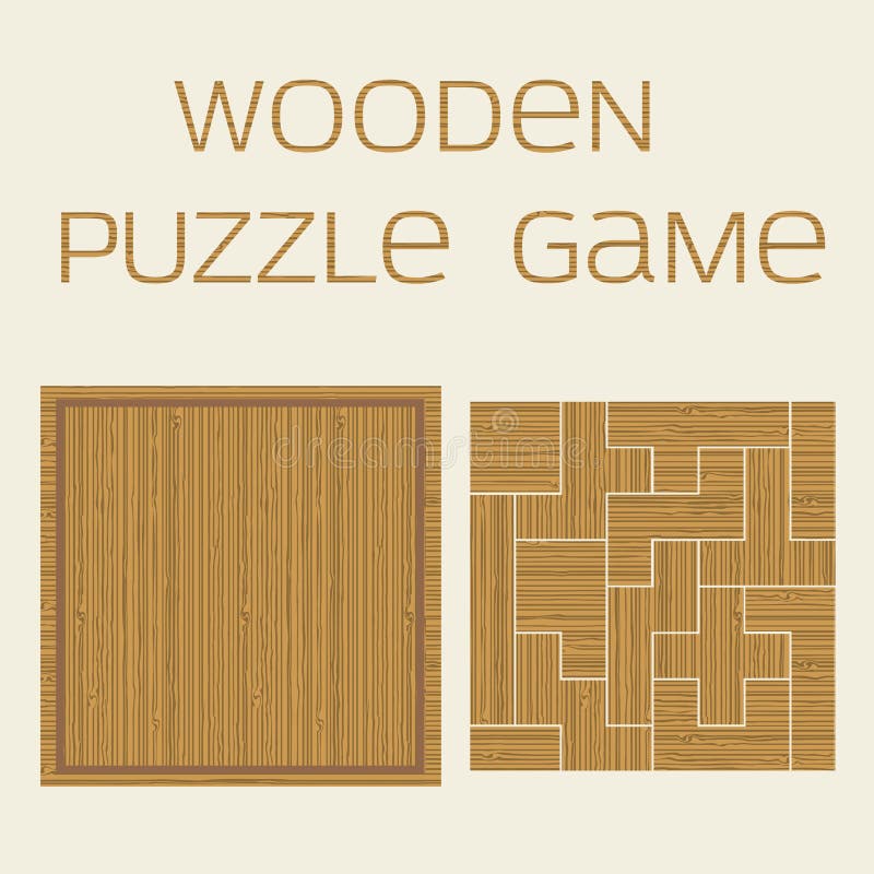 Wooden Puzzle Game with Inscription Stock Illustration - Illustration ...